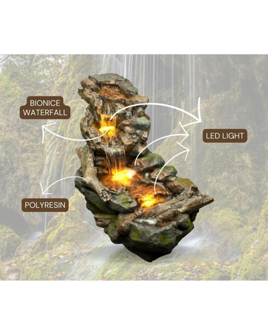 Splash - Cascading Lighting Waterfall Rock Water Feature – Water ...