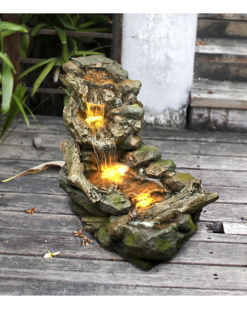 Splash - Cascading Lighting Waterfall Rock Water Feature – Water ...