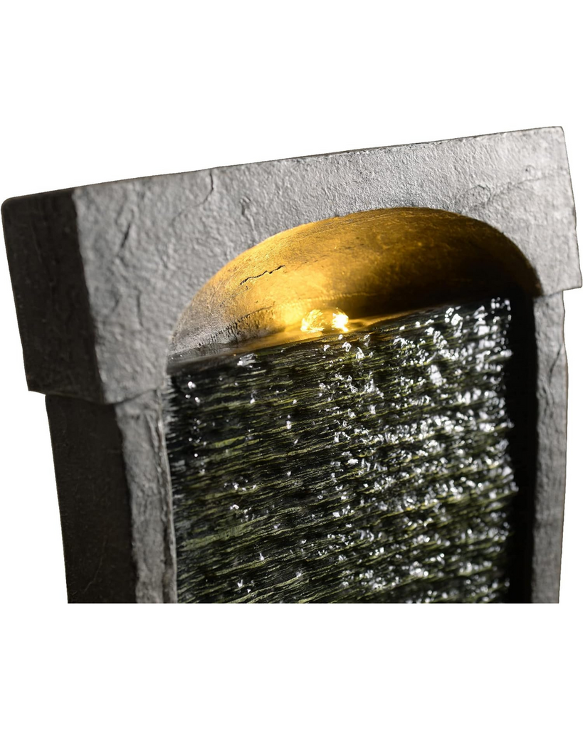 Jewel - Modern Curved Slate Lighting Water Feature – Water Features Adore