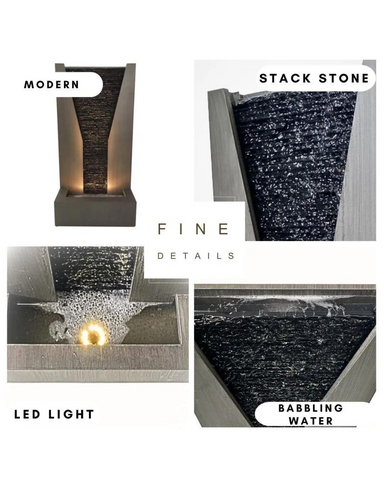 Resonate - Modern Waterfall Wall LED Light Water Feature – Water ...