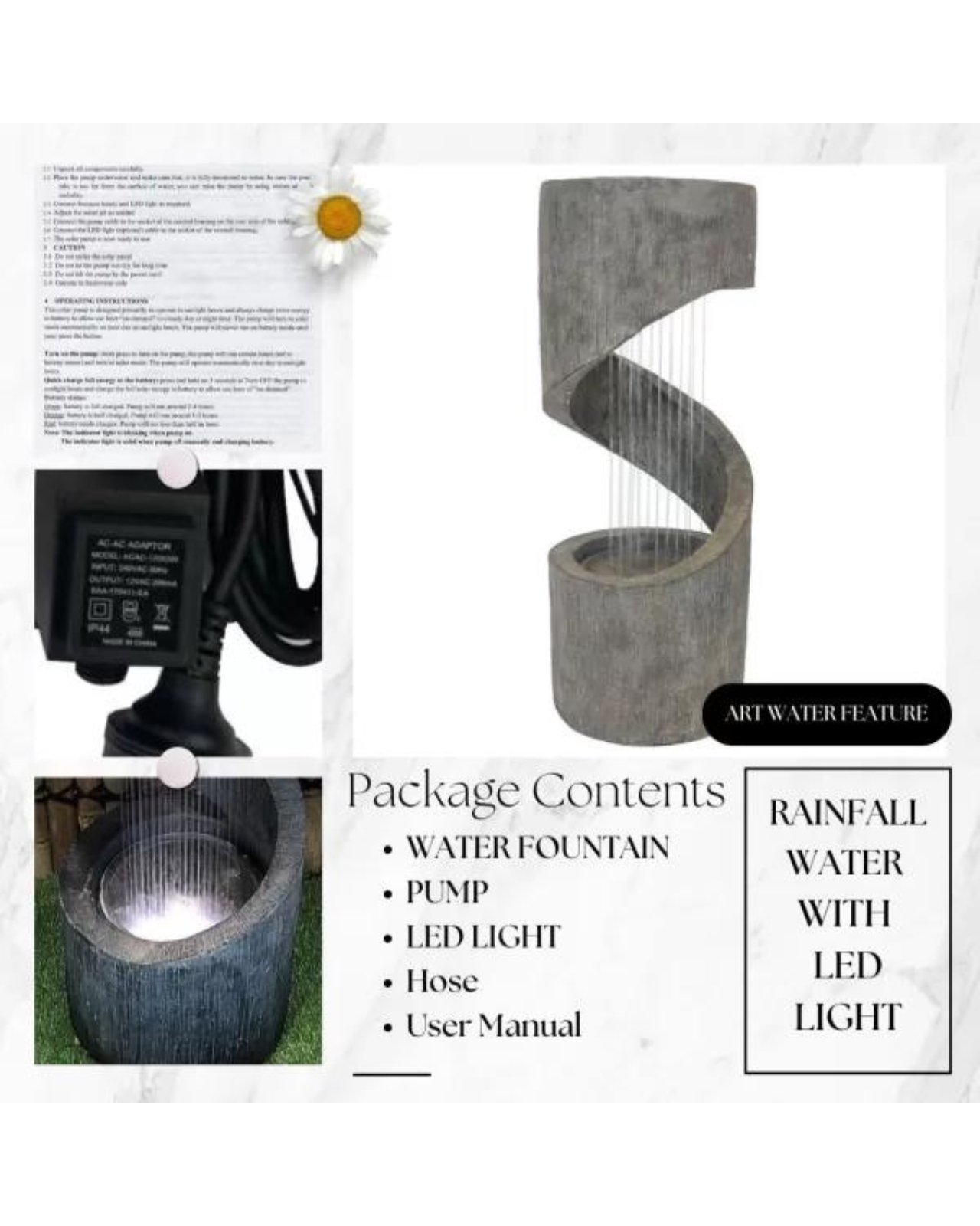 Rain Curtain Shower Modern Water Feature 104.4cm – Water Features Adore