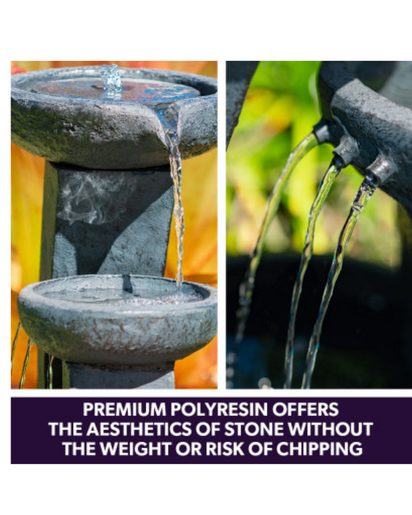 Solar 3 Bowl Lighting Bird Bath Water Feature Fountain – Water Features ...