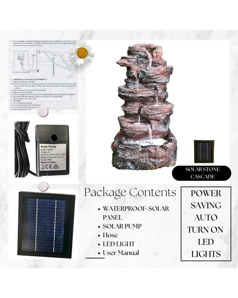 Oasis - Cascading Solar Garden Water Fountain – Water Features Adore