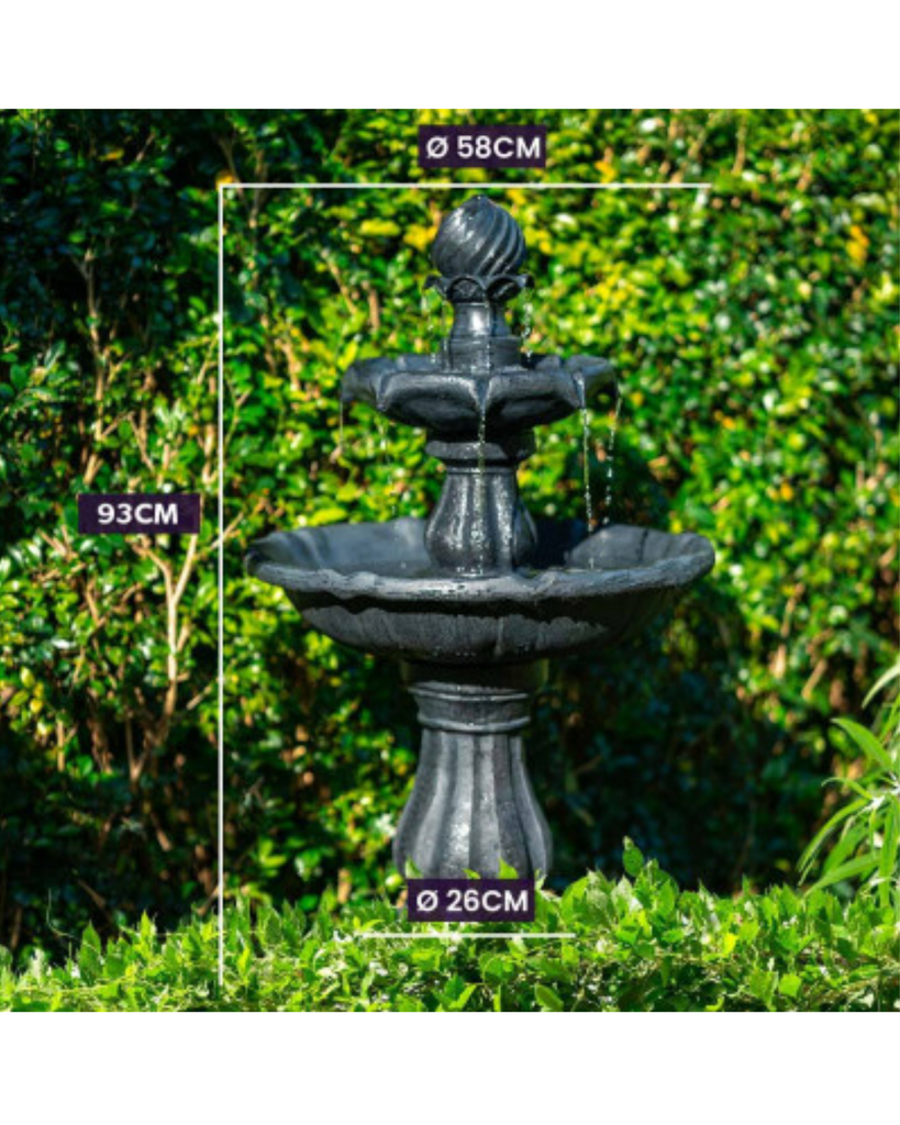 Rill- Solar 3 Tier Bird Bath Lighting Water Feature Fountain – Water ...