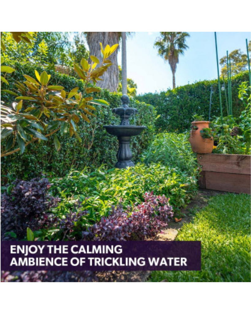 Rill- Solar 3 Tier Bird Bath Lighting Water Feature Fountain – Water ...