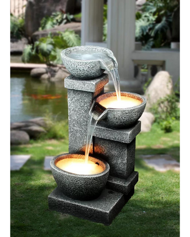 Mist- Cascading Lighting 3 Bowls Waterfalls Water Feature – Water ...