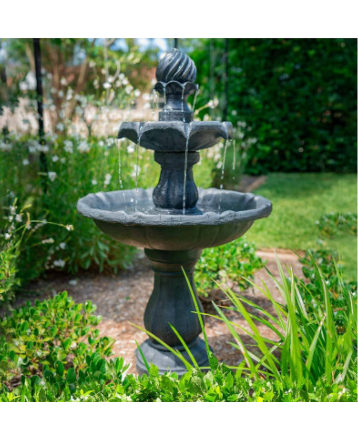 Rill- Solar 3 Tier Bird Bath Lighting Water Feature Fountain – Water ...