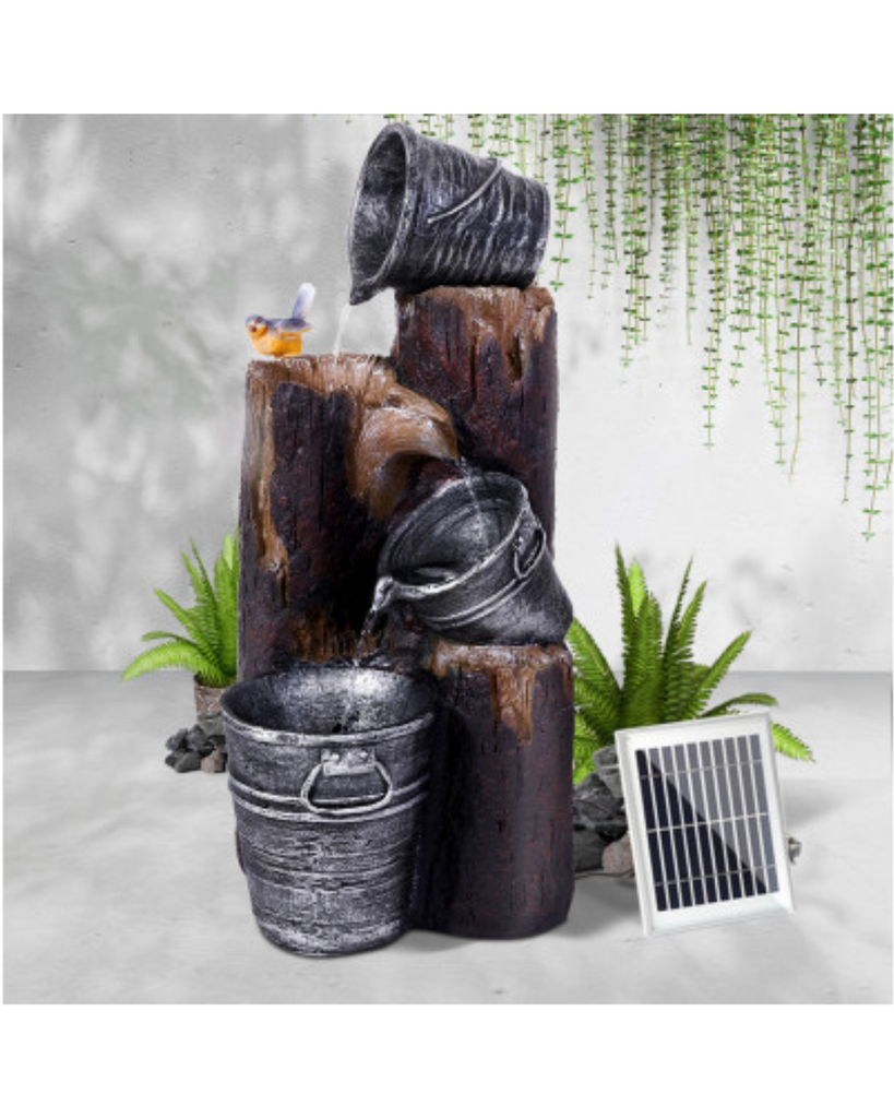 Wavelets- Cascading 3 Tier LED Solar Water Fountain – Water Features Adore