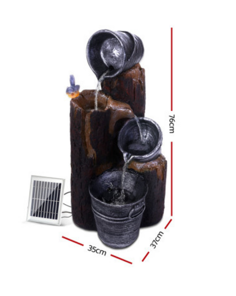 Wavelets- Cascading 3 Tier LED Solar Water Fountain – Water Features Adore