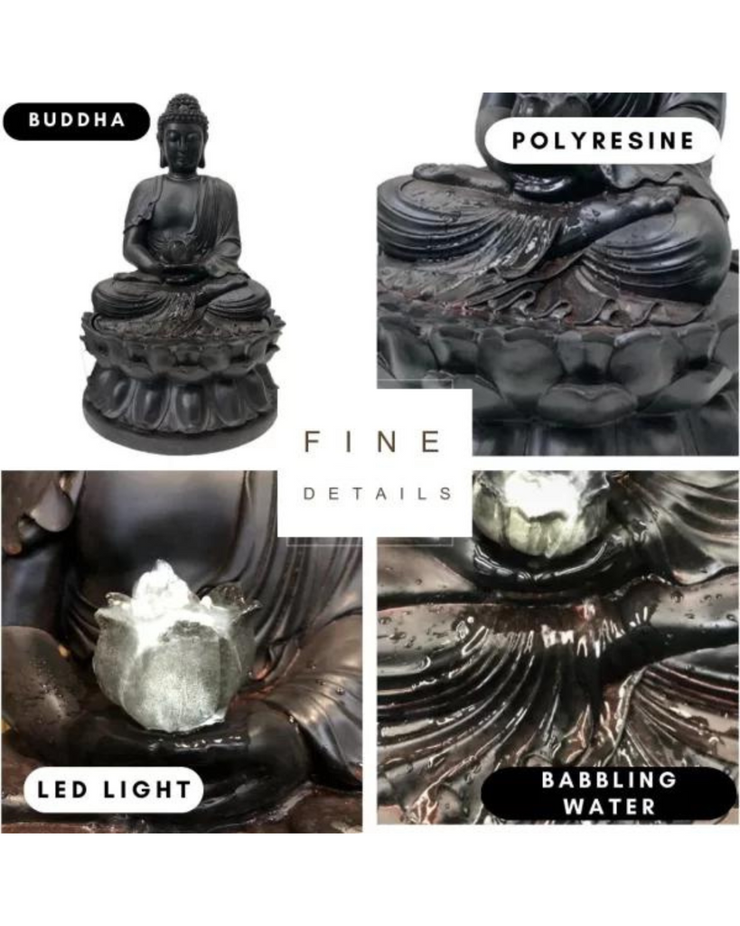 Buddha Bliss - Solar Buddha LED Light Water Feature – Water Features Adore