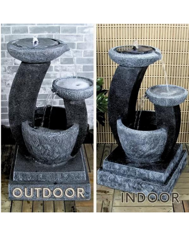 Solar 3 Bowls LED Light Bird Bath Water Feature – Water Features Adore