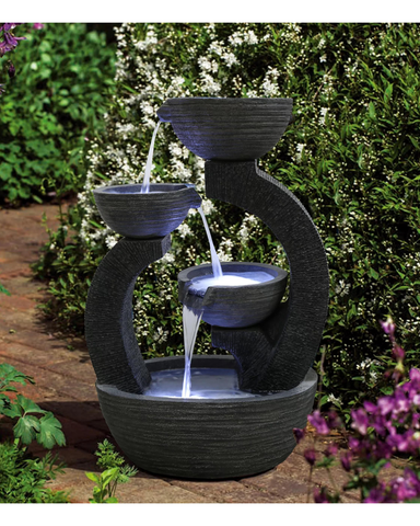 Glida - Cascading 3 Bowls LED Light Water Feature – Water Features Adore