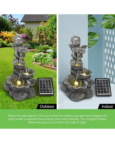 Luna - Solar Fairy 4 Tier Lighting Water Feature Bird Bath – Water ...