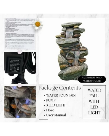 Haven - Rock Cascading LED Light Water Feature – Water Features Adore