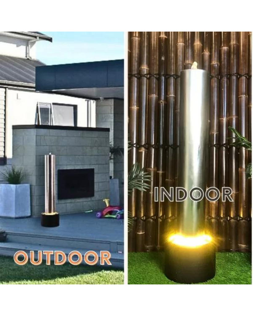 Sparkle - Stainless Steel Pillar Bubbling LED Light Water Feature ...