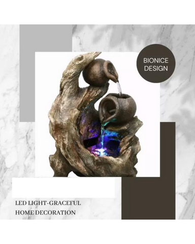 Basin- Tabletop Pots LED Light Water Feature with Tree Log – Water ...