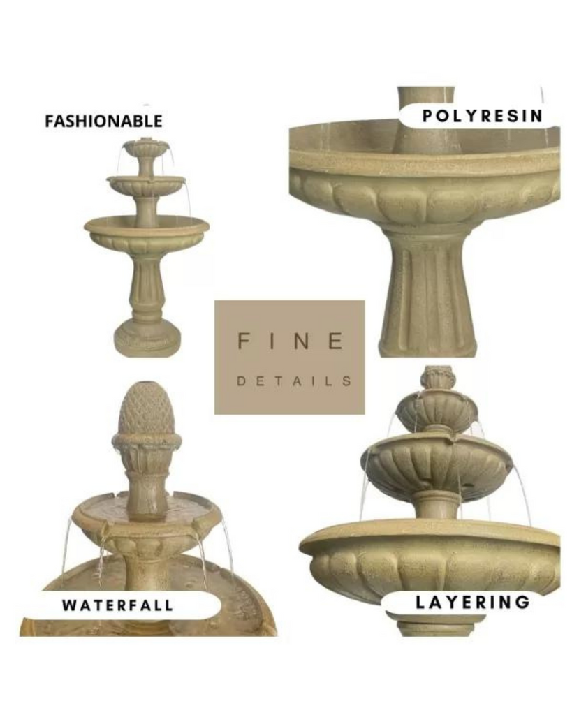 Drizzle - 3 Tier Bird Bath Water Feature – Water Features Adore