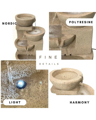 Solar 4 Bowls Cascading LED Light Water Feature – Water Features Adore