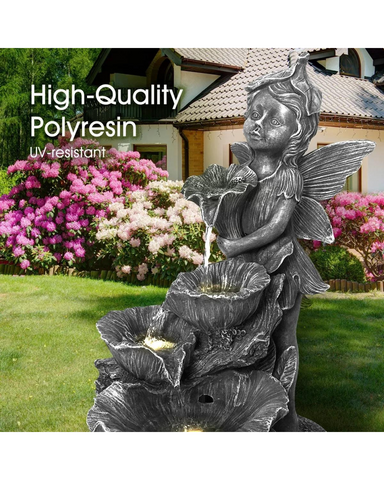 Luna - Solar Fairy 4 Tier Lighting Water Feature Bird Bath – Water ...