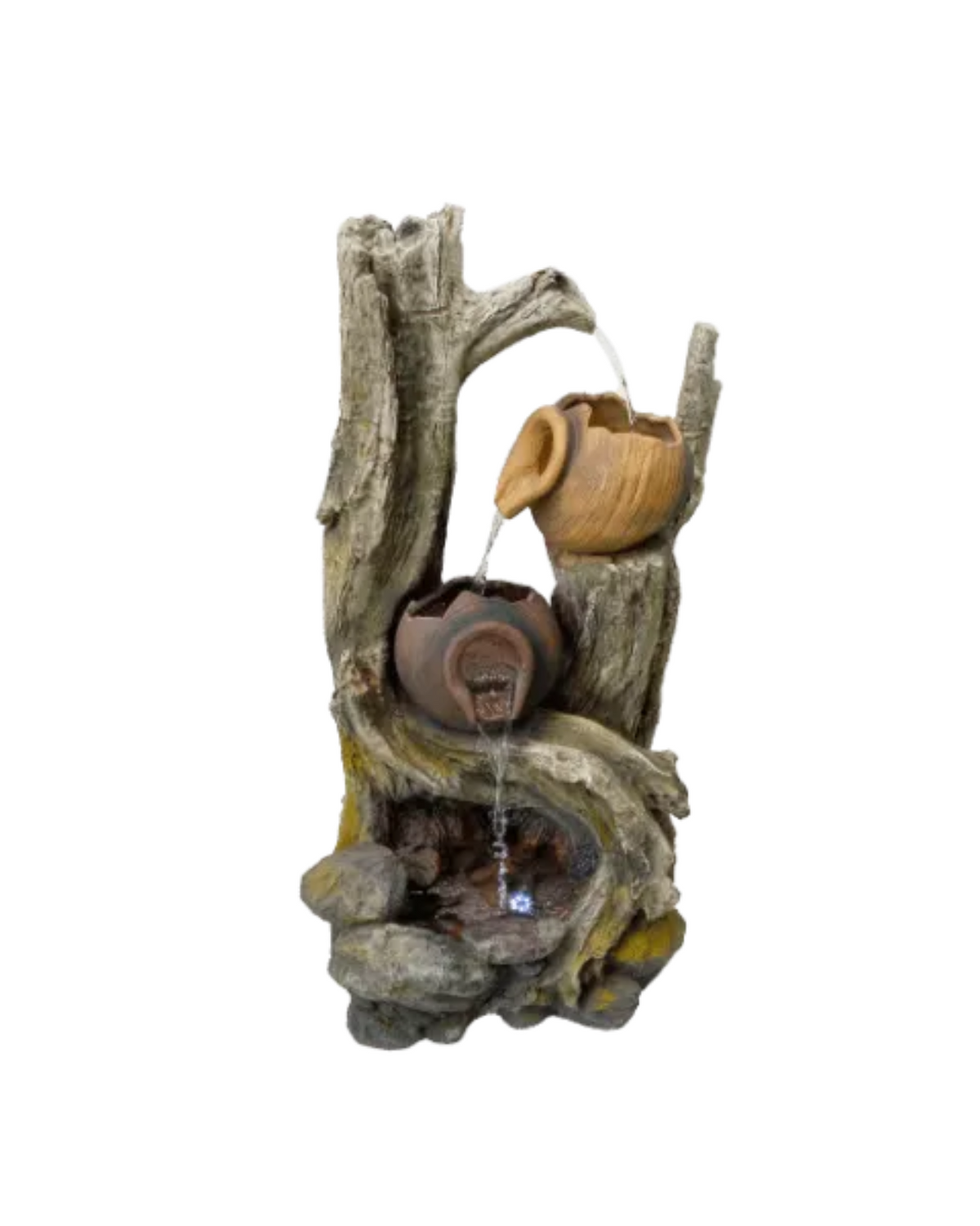 Dew- Cascading Pots Waterfall Water Feature with Tree Log – Water ...