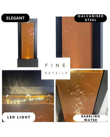 Luminescent - Steel Wall LED Light Water Feature – Water Features Adore