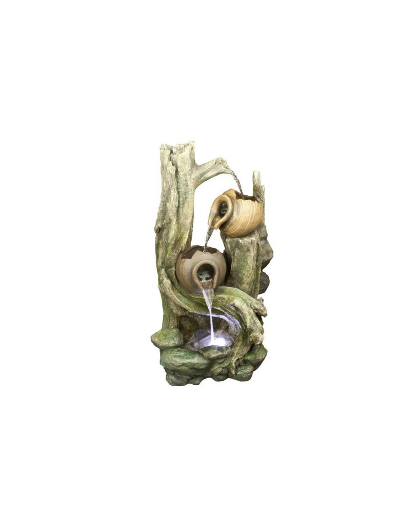 Dew- Cascading Pots Waterfall Water Feature with Tree Log – Water ...