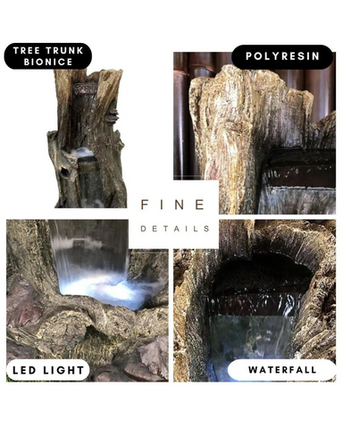 Tree Trunk Log LED Light Cascading Waterfall Water Feature – Water ...