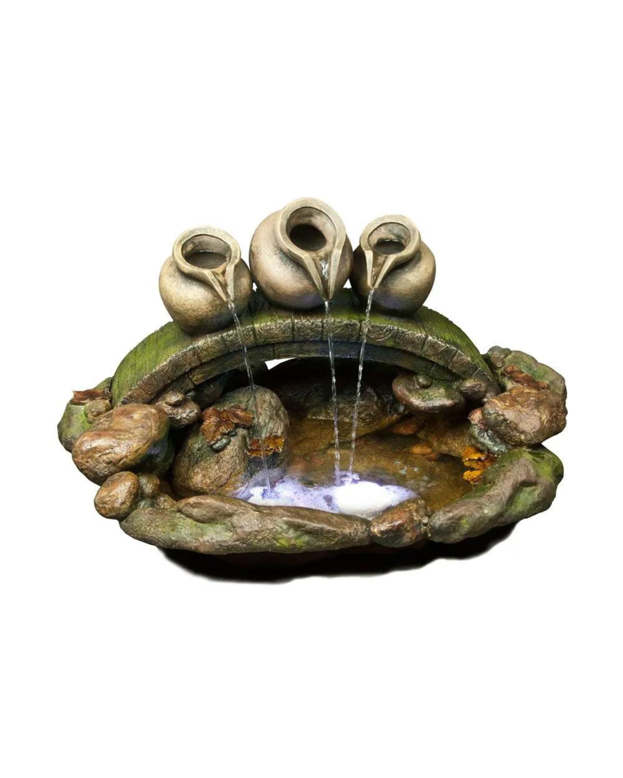 AquaSpire- 3 Pots Lighting Waterfalls Water Feature – Water Features Adore