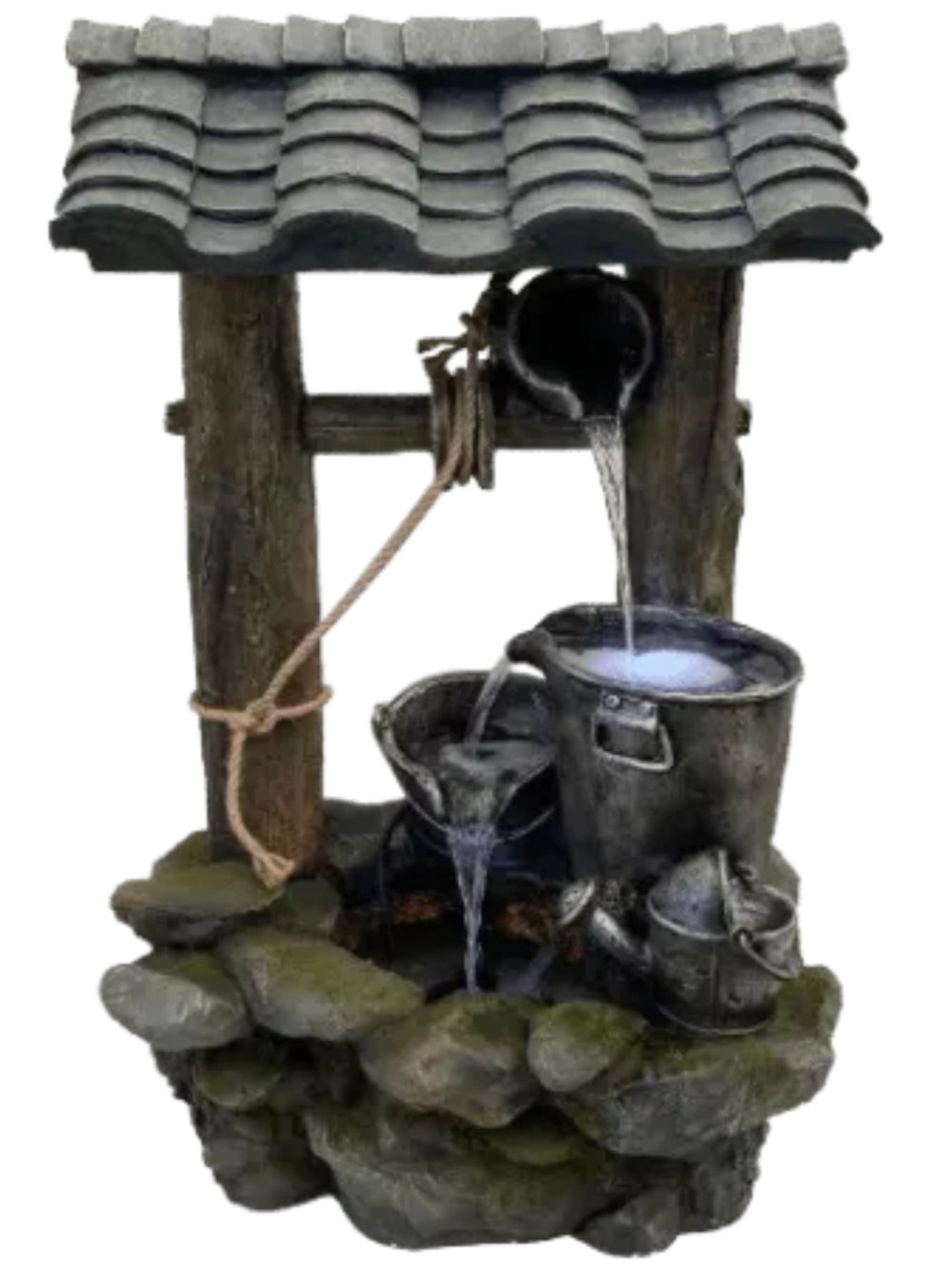 Fresco - Wishing Well LED Light Rock Water Feature – Water Features Adore