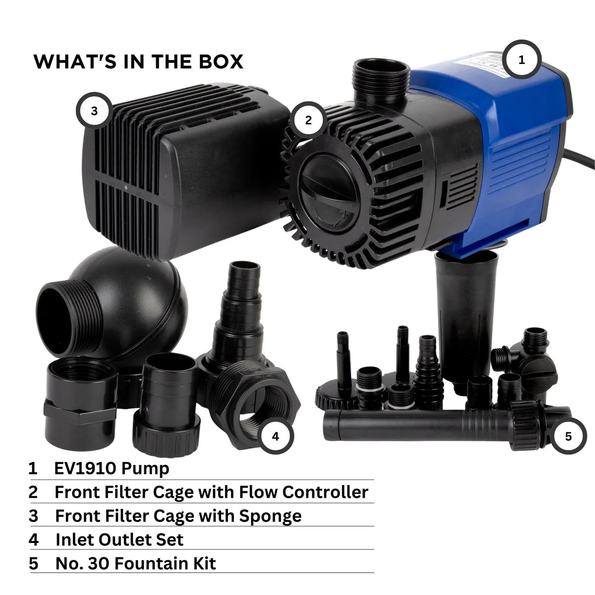 PondMAX EV1910-DC (12V) Low Voltage Fountain & Pond Pump 1800LPH ...