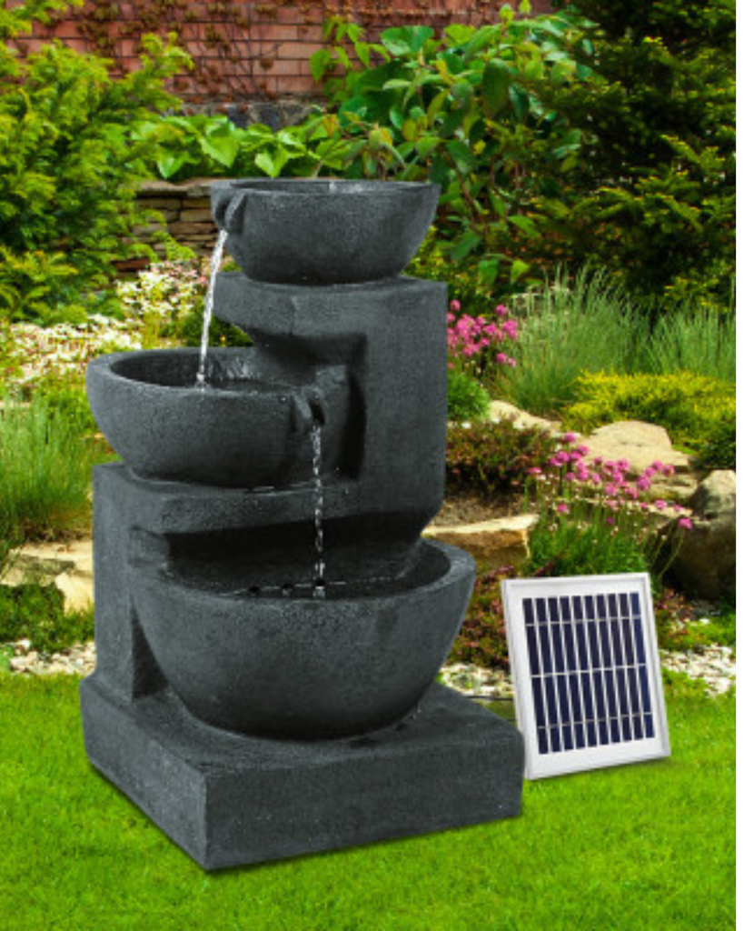Riverbed - Cascading 3 Tier LED Solar Water Fountain – Water Features Adore